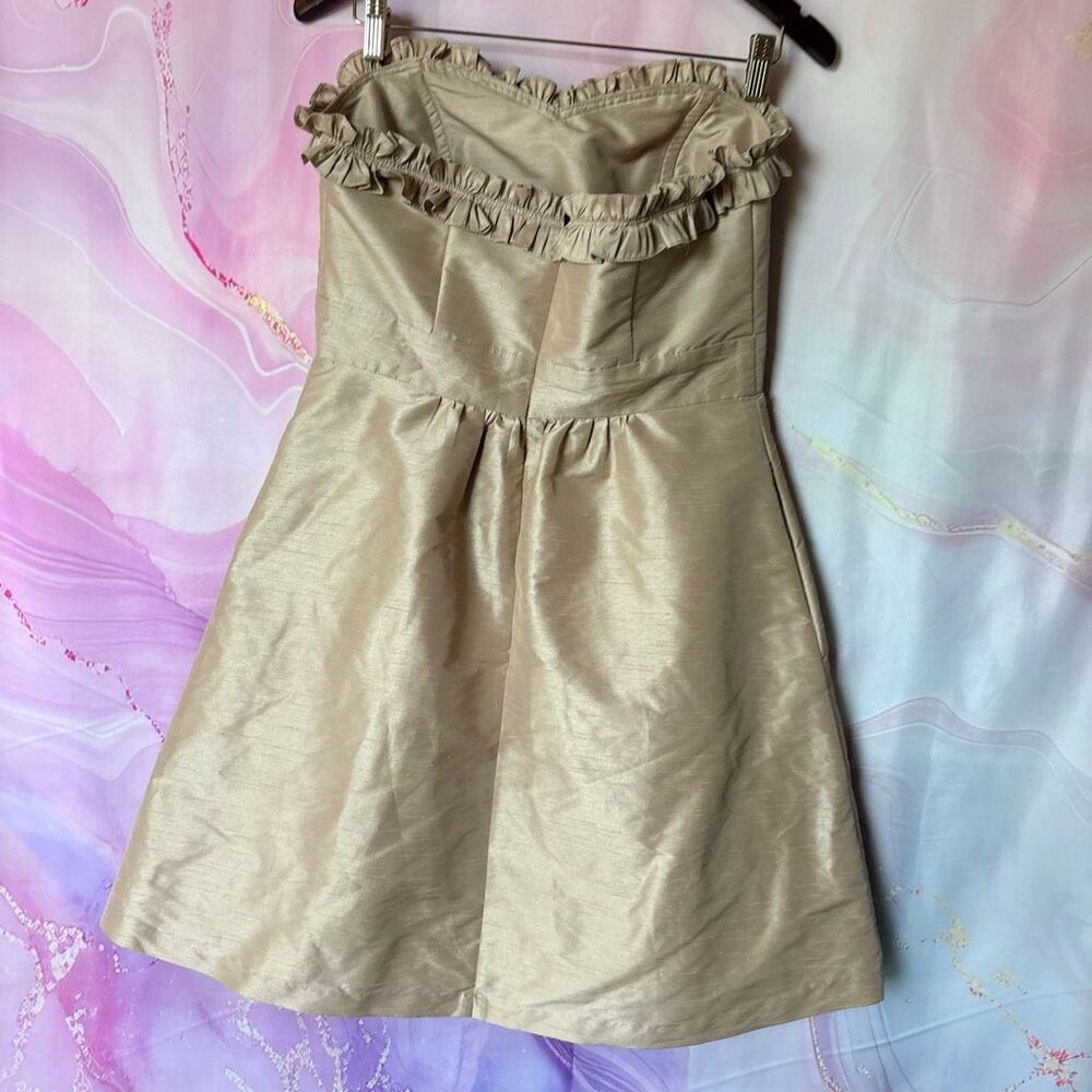 Lulakate | Dresses | Lulakate Tan Strapless Dress Wedding Preppy ...